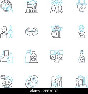 Chemical synthesis linear icons set. Reaction, Compound, Mixture ...