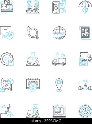 Street grid linear icons set. Intersection, Gridlock, Avenue ...