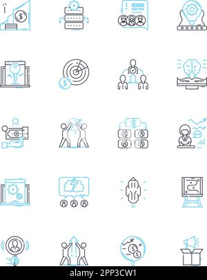 Firm enterprise linear icons set. Profitable, Competitive, Innovative ...
