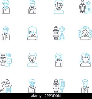 Individuality linear icons set. Unique, Self-expression, Originality ...