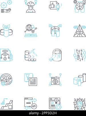 Mathematics calculus linear icons set. derivative, integral, limit ...
