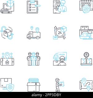 Prompt delivery linear icons set. Swiftness, Efficiency, Rapidity ...
