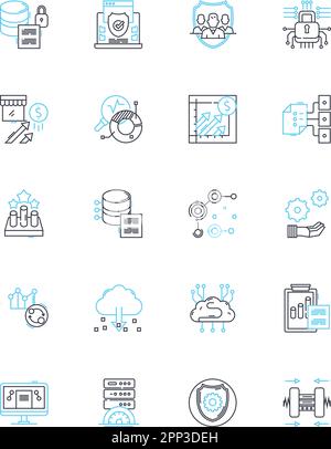 Voluminous records linear icons set. Extensive, Abundant, Comprehensive ...