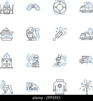 Voyage line icons collection. Exploration, Adventure, Discovery ...