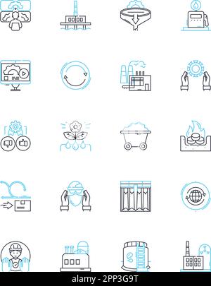 Lean manufacturing line icons signs set. Design collection of Six Sigma ...