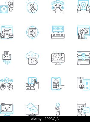 Information age linear icons set. Connectivity, Digitization ...