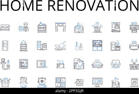 Kitchen makeover line icons collection. Renovate, Transform, Upgrade ...