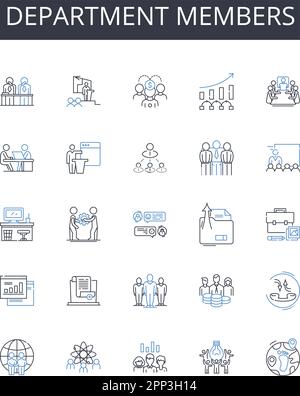 Division personnel line icons collection. Commanders, Officers ...