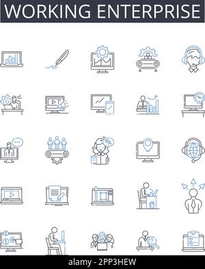 Operating line icons collection. Functioning, Executive, Working ...