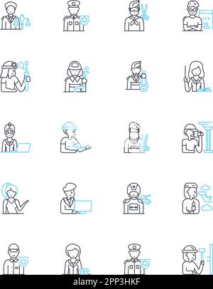 Administrative assistance linear icons set. Organization, Coordination ...