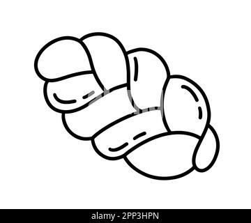 Simple black outline icon of a challah bread with a traditional pattern ...