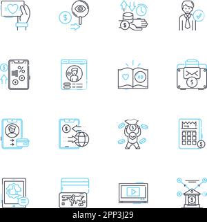 Value - Worth linear icons set. Valuable, Merit, Precious, Meaningful ...