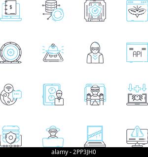 Fraudsters linear icons set. Deceit, Scam, Swindle, Sham, Trickster ...