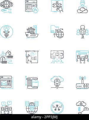 Linking linear icons set. Connection, Bond, Bridge, Nerk, Relationship ...