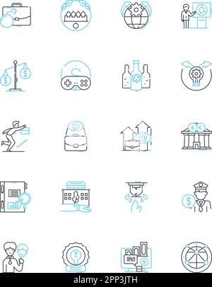 Professional misconduct linear icons set. Corruption, Bribery, Fraud ...