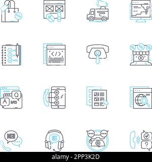 User aid linear icons set. Assistance, Guidance, Help, Support, Service ...