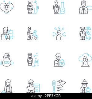 Persona linear icons set. Identity, Archetype, Image, Character ...