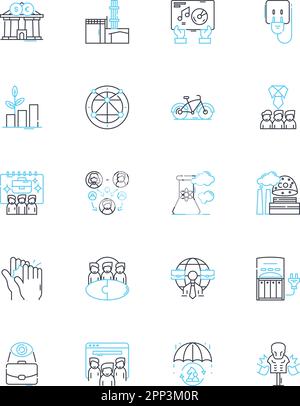 International outreach linear icons set. Global, Diversity, Unity ...