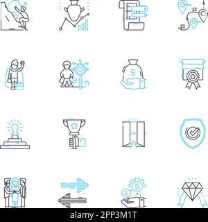 Organizational review linear icons set. Assessment, Analysis, Audit, Evaluation, Examination ...