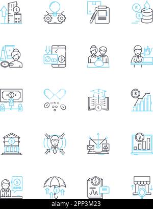 Capital allocation linear icons set. Efficiency, Budgeting, Analysis, Optimization, Strategy ...