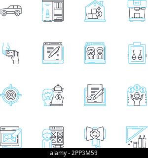 Scanner linear icons set. Digitalize, OCR, Sheet-fed, Flatbed, Portable ...