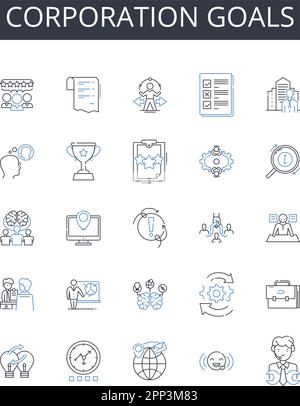 Giant ambitions line icons collection. Expansion, Monumental, Towering ...