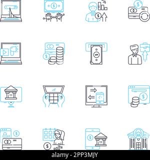 Table economics linear icons set. Pricing, Profitability, Demand ...