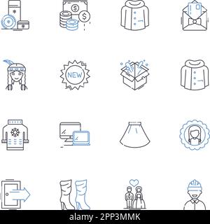 Distributor and consumer line icons collection. Partnership, Market ...