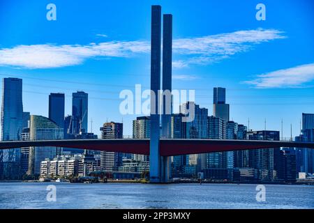 Bolte Bridge in Afternoon Sun with Melbourne City Skyline in Background ...