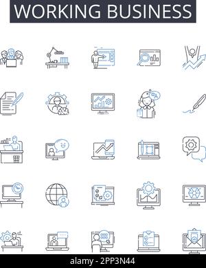 Operational workplace line icons collection. Efficiency, Procedures, Productivity, Technology ...