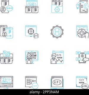 Engineer linear icons set. Innovation, Precision, Design, Problem ...
