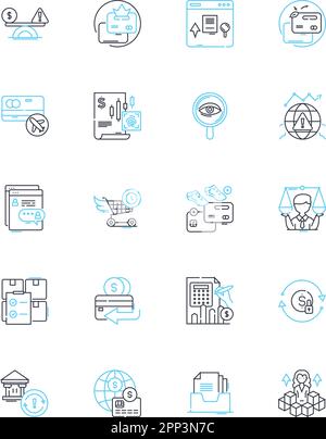 Fiscal planning linear icons set. Budgeting, Forecasting, Analysis ...
