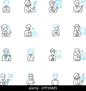 Nicknames linear icons set. Monikers, Handles, Aliases, Tags, Noms-de ...