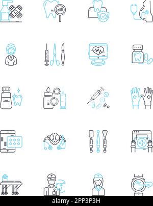 Preventive medicine linear icons set. Immunization, Screening ...