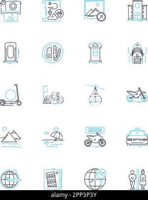 Rapid transit linear icons set. Subway, Train, Metro, Transit, Rail ...