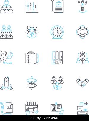Administrative duty linear icons set. Management, Organization ...