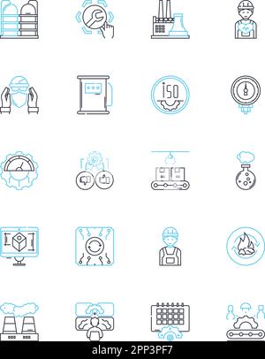 Intelligent Workplace linear icons set. Smart, Productive, Efficient, Agile, Connected ...