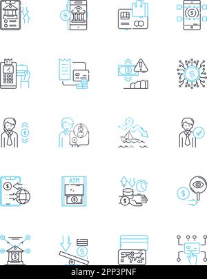 Cash flow linear icons set. Investment, Revenue, Profit, Liquidity ...