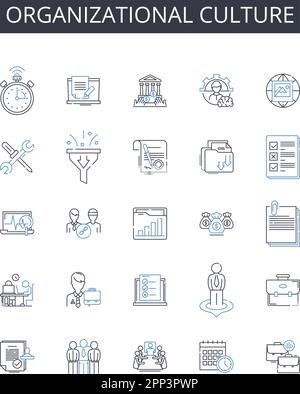 Organizational culture line icons collection. Corporate values ...
