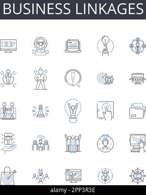 Business linkages line icons collection. Family, Bond, Connections ...