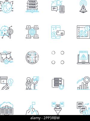 Market estimation linear icons set. Forecasting, Analysis, Projections ...