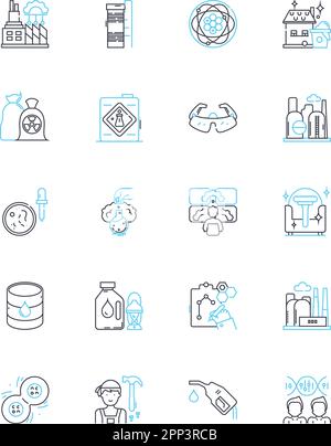 Metabolism line vector icons and signs. Substrate, Respiration, Enzymes ...