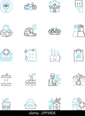 Biotechnology innovations linear icons set. Geneticengineering ...