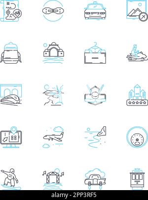Weekend retreat linear icons set. serenity, relaxation, rejuvenation ...