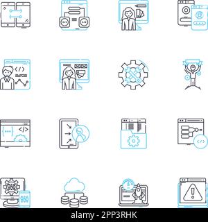 Demographic profiling linear icons set. Age, Gender, Income, Education ...