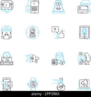 Data and images linear icons set. Visualization, Infographic, Pixels ...