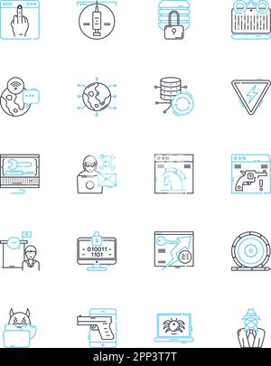 Swindlers linear icons set. Deception, Fraud, Scam, Conman, Grifter ...