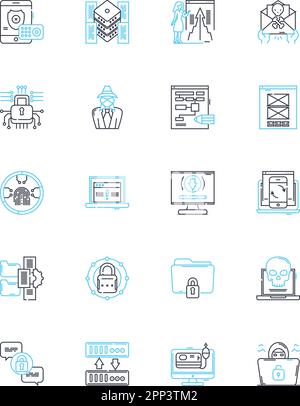 brute force attack line icon, outline symbol, vector illustration ...