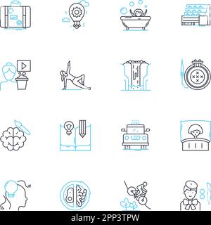 Perfectly fit linear icons set. Tailored, Flawless, Ideal, Fitted ...