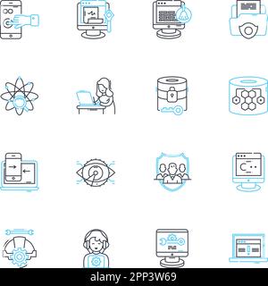 Nerk Security linear icons set. Firewall, Encryption, Authentication, Intrusion, Cybersecurity ...